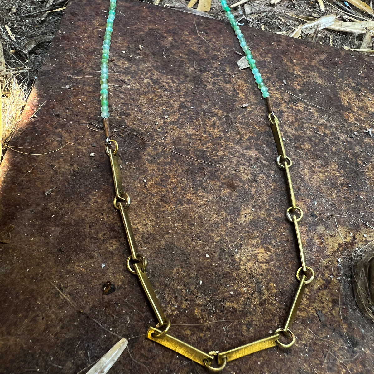 Bar Chain Micro Stone Necklace - Chrysoprase – Eric Silva Design