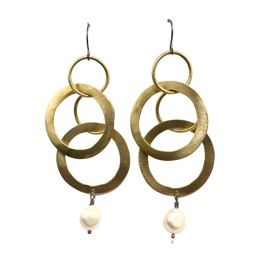 Hammered Hoop Ring Earrings - Pearl – Eric Silva Design