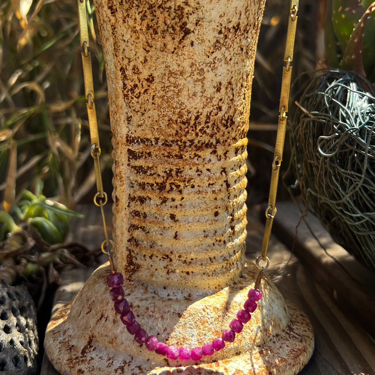 Bar Chain Layering Necklace - Ruby – Eric Silva Design